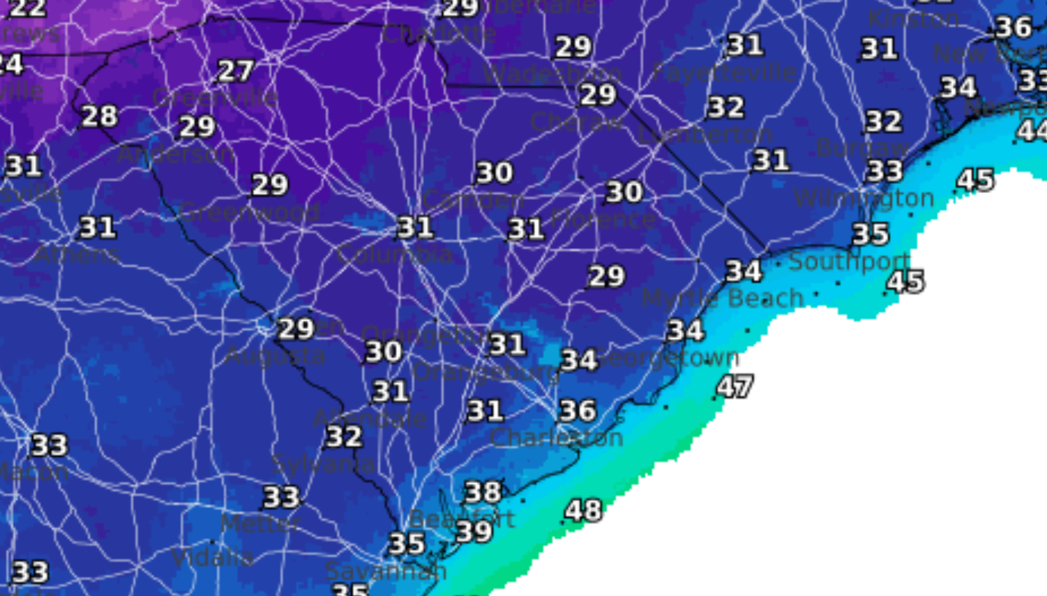 Will Thanksgiving bring freezing temps around Myrtle Beach, South Carolina?