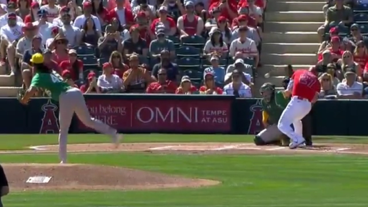 Mike Trout just got hit in the head with a 95 MPH fastball