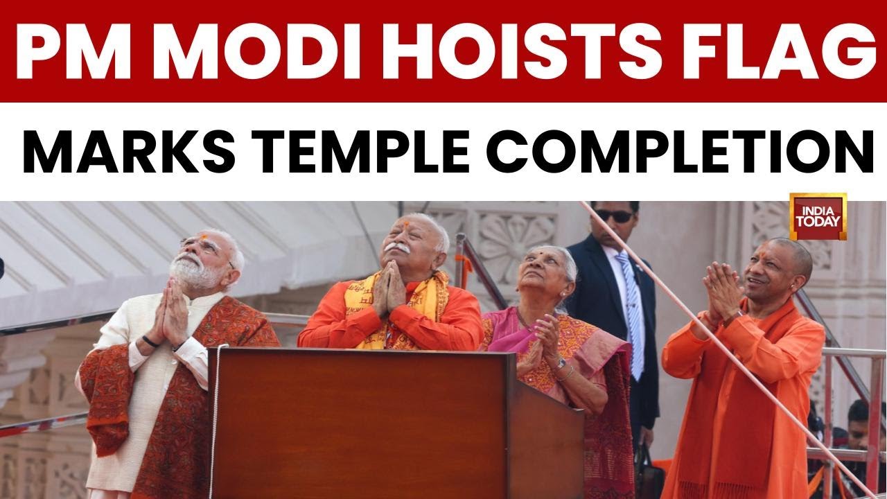 PM Modi Hoists Dharmadwaj at Ayodhya's Ram Mandir, Marks Temple's ...