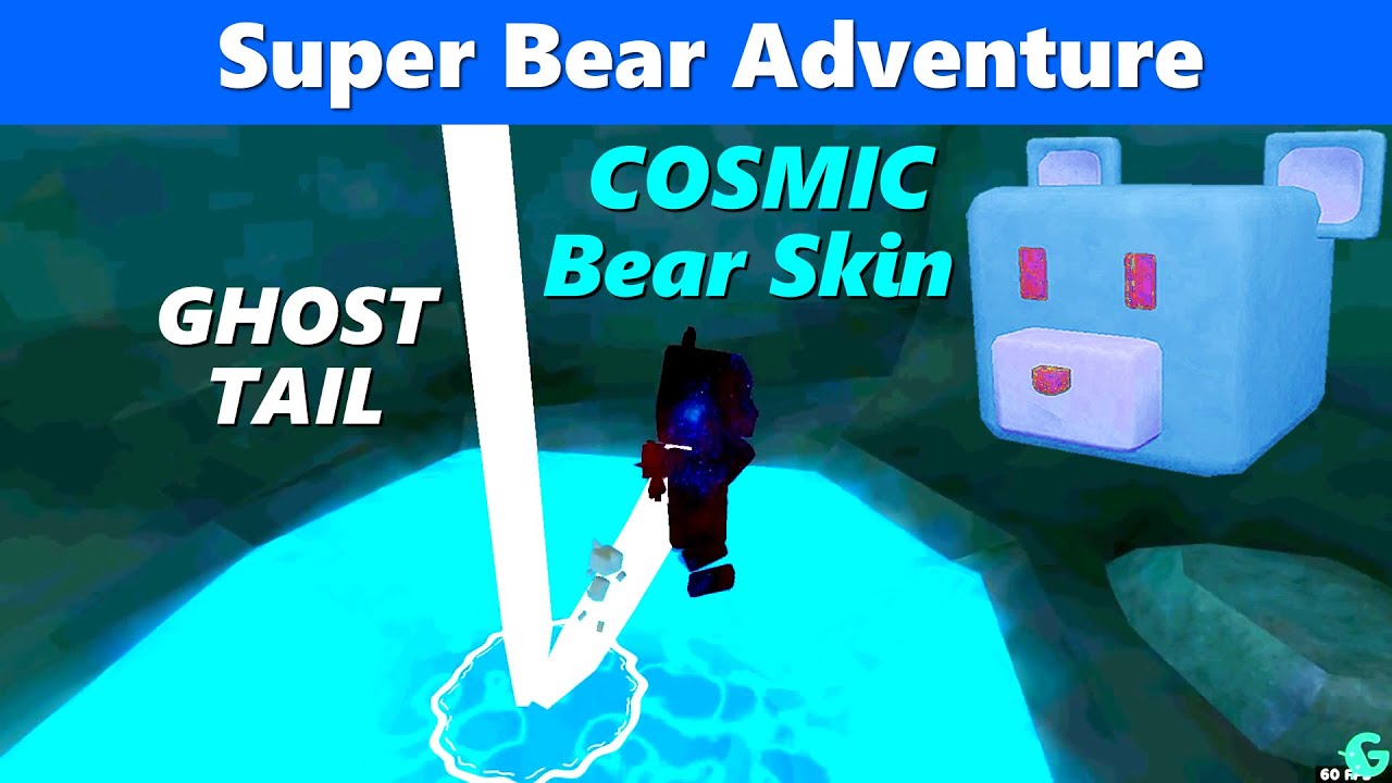 SBA Super Bear Adventure cosmic skin with ghost tail in TurtleTown