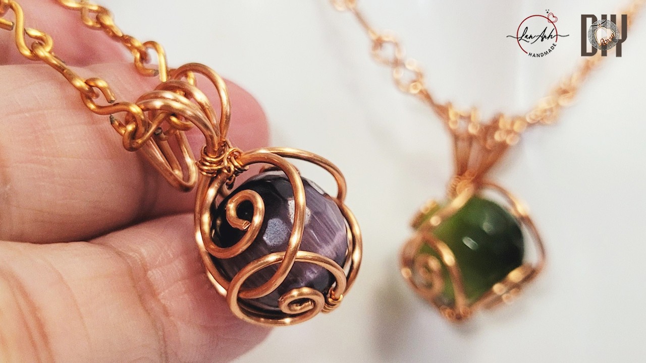 Wire wrapped stone pendant tutorial | simple cage for beginner ...