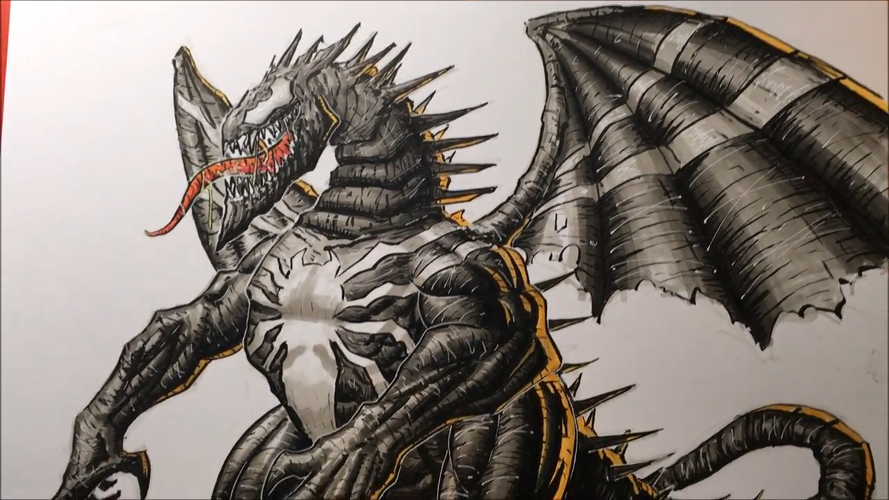 Venom dragon: Speed drawing with Copic markers