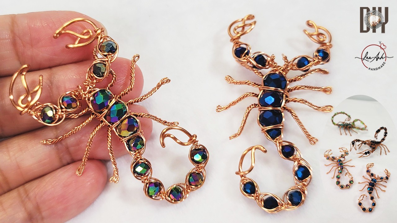 Making 3D animals for Halloween | Cute scorpion from wire and beads ...