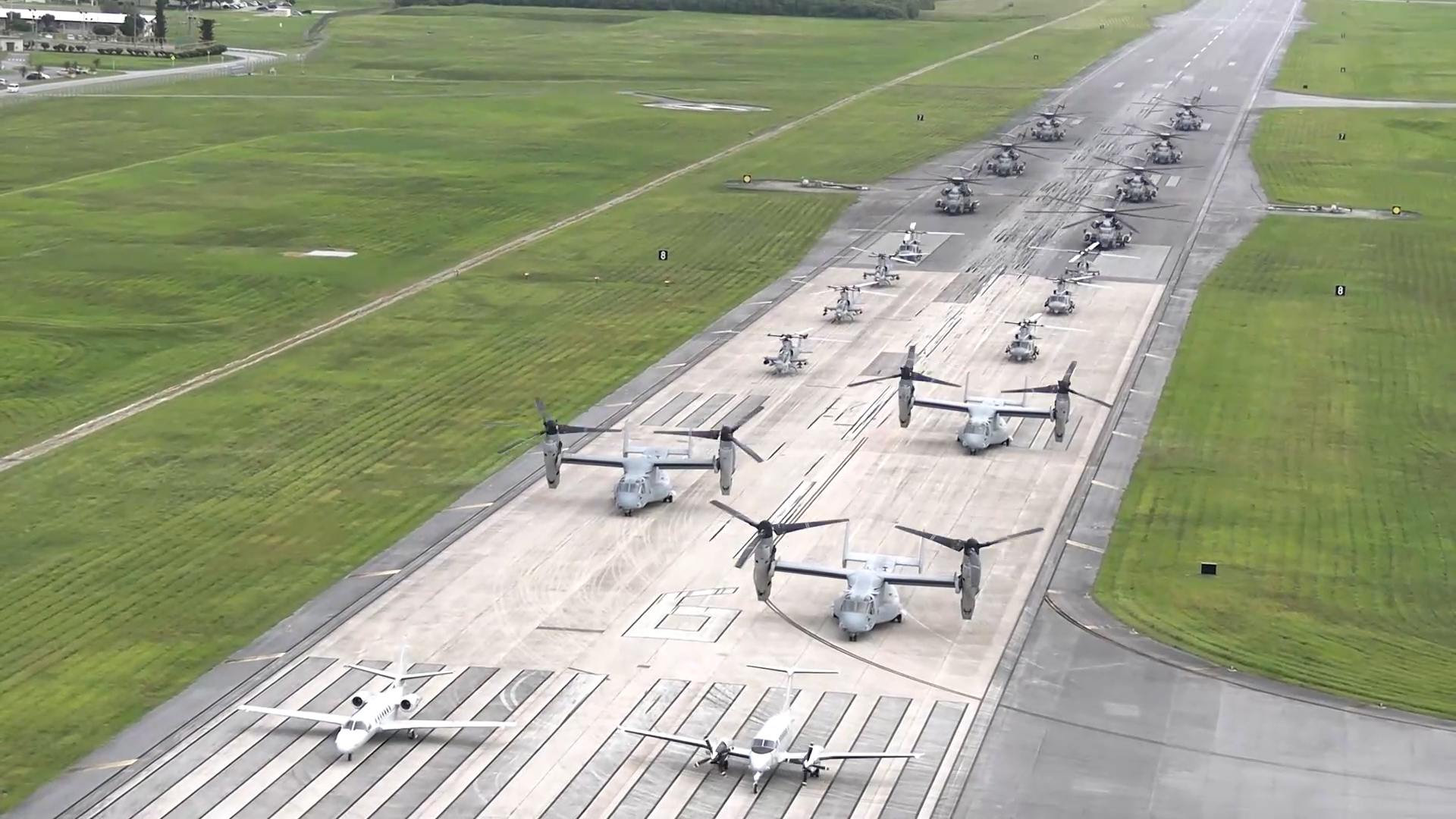 U.S. Marine Aircraft Line Up at Futenma Air Station