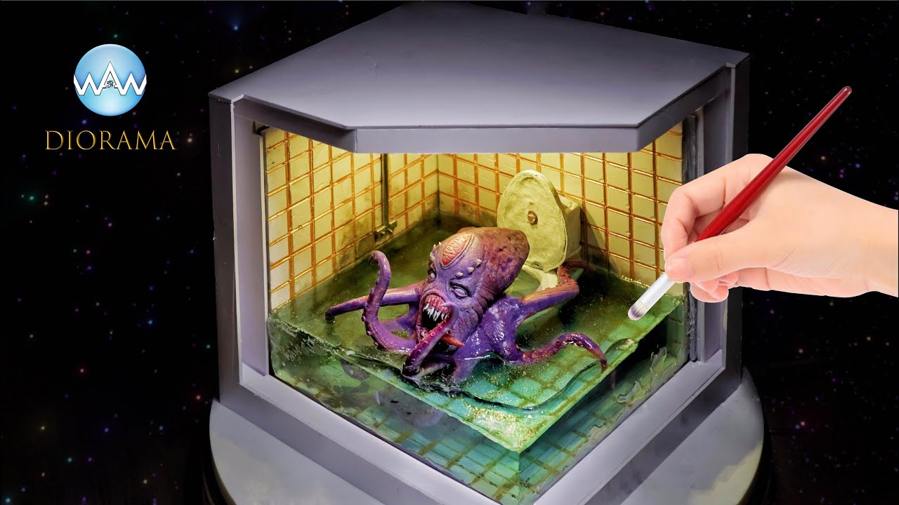 How to make a zombie octopus in the toilet diorama / polymer clay ...