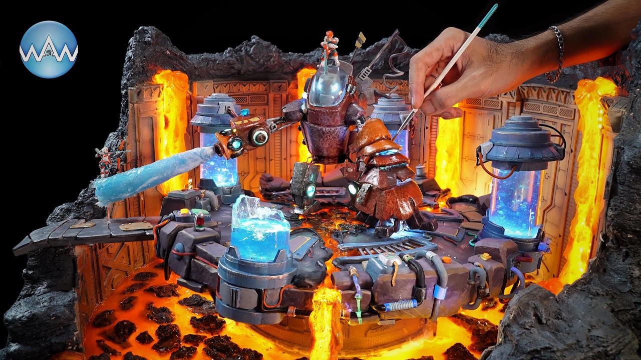 Building an epic Ember Sword robot diorama: volcanic arena & LED lava ...