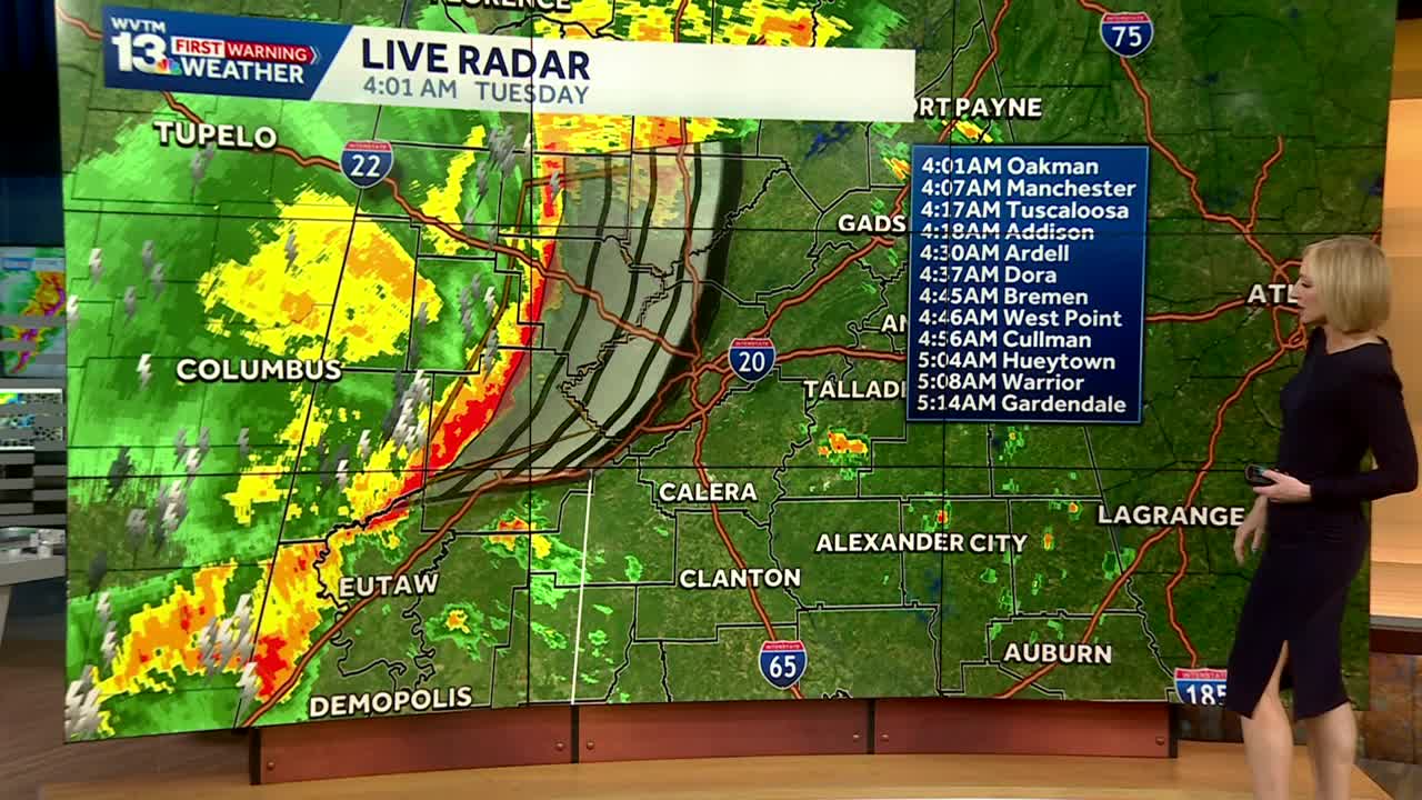 Tracking severe storms crossing through Alabama Tuesday with heavy rain ...