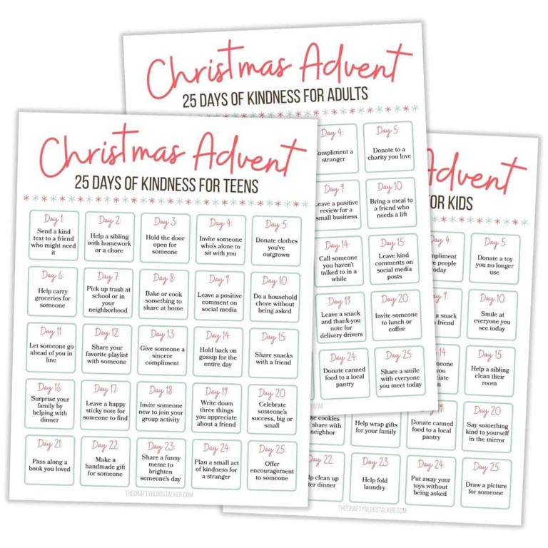 Kindness Christmas Advent Printables for the Family