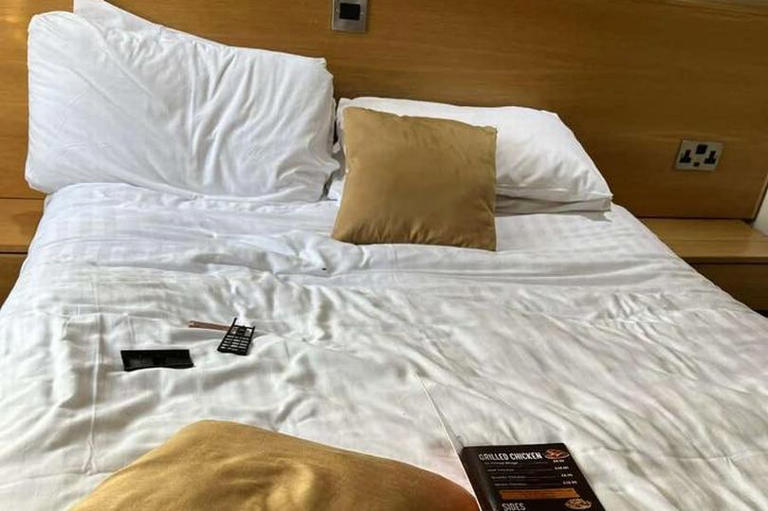 CCTV captures yobs stealing key from hotel reception before trashing room