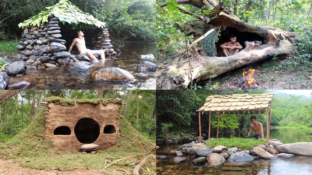 Technologie primitive : Construire des cabanes et maisons cachées dans ...