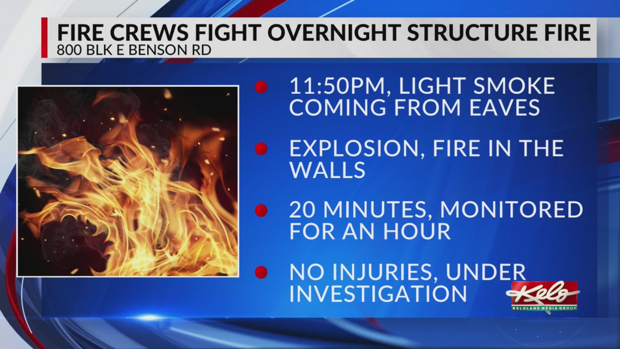 Structure fire occurs near Benson Road Monday