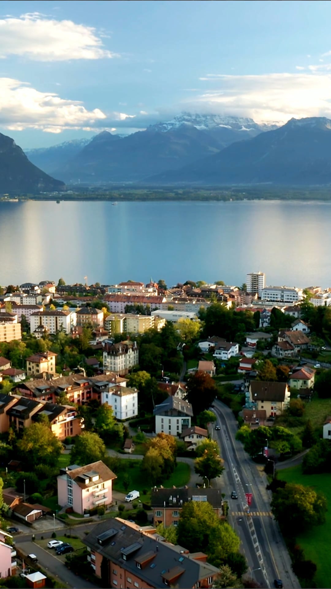 Discover Montreux: Drone Journey Over Swiss Alpine Beauty..