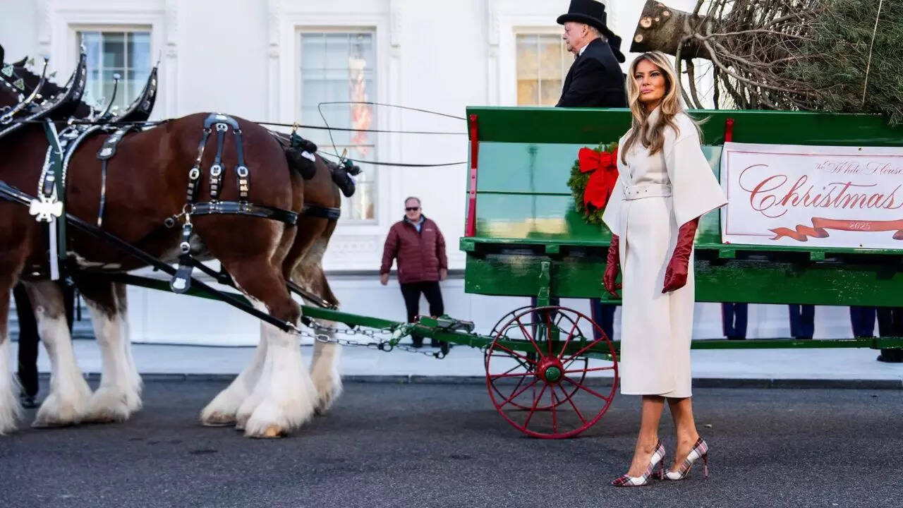 Watch: Melania Trump receives 2025 White House Christmas Tree ...