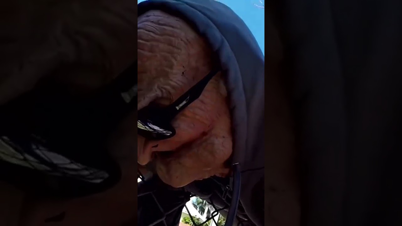 Gramps jumping a fence to fish