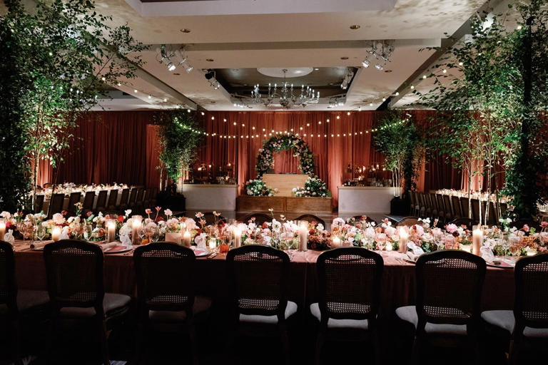 An Indoor Forest of Trees Set the Scene for This Decadent Wedding