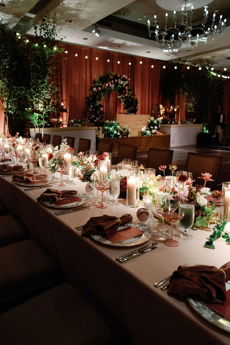 An Indoor Forest of Trees Set the Scene for This Decadent Wedding