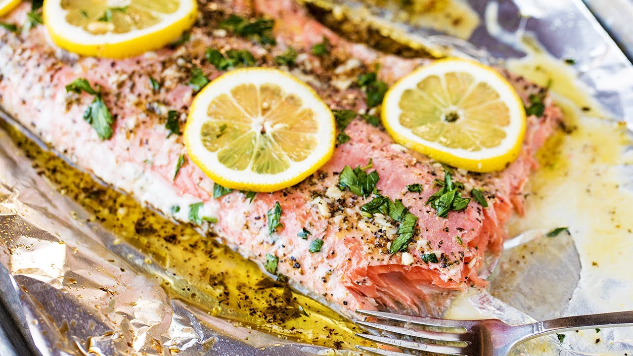Easy garlic herb baked salmon