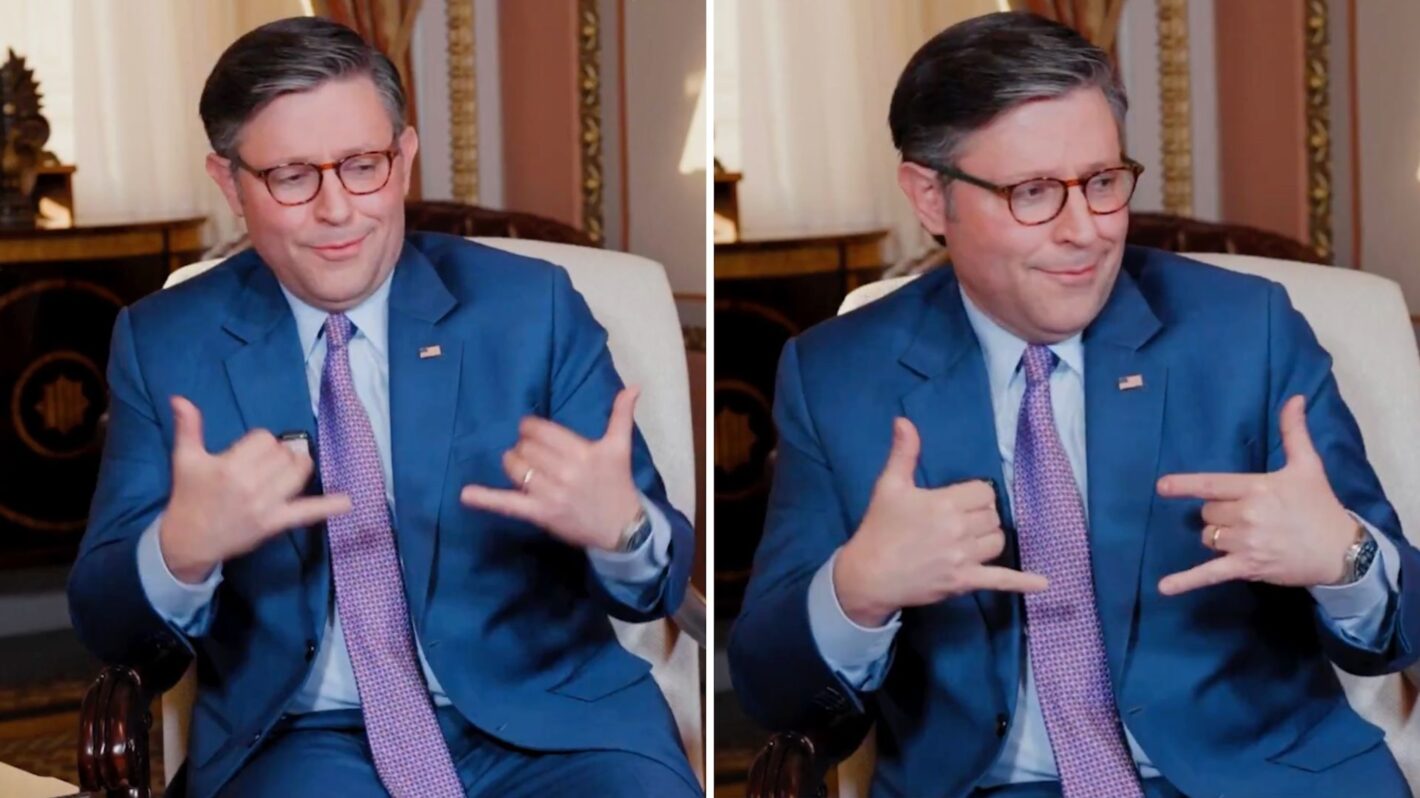 House Speaker Mike Johnson Delivers Cringeworthy Hand Gesture in ...