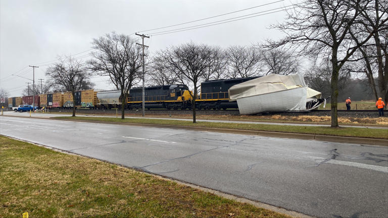 Train, semi-truck crash in Portage