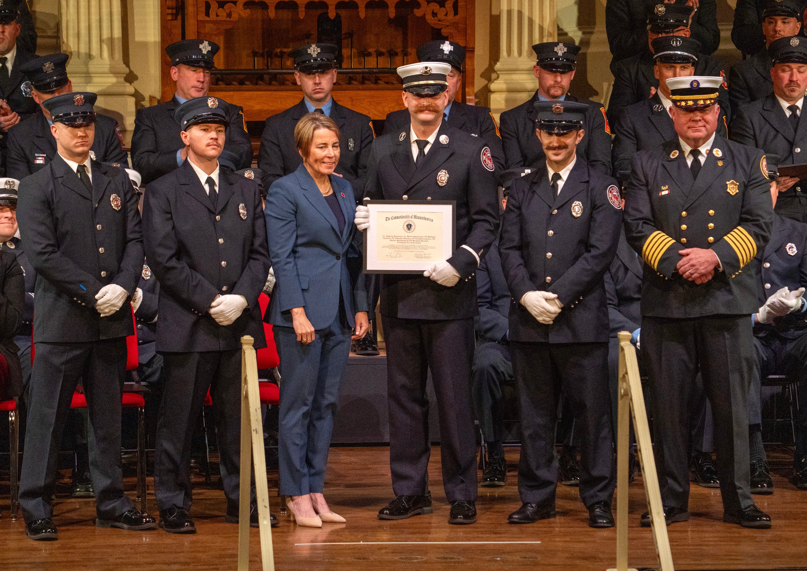 Crew of Fitchburg firefighters honored at awards event in Worcester