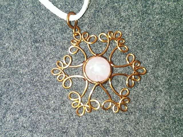 Copper Wire Snowflake Pendant Handmade Beaded Jewelry 109