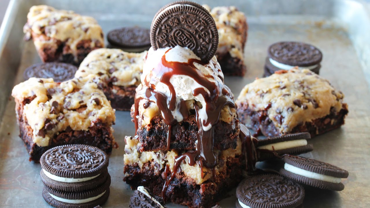 Oreo brownies with cookie dough frosting