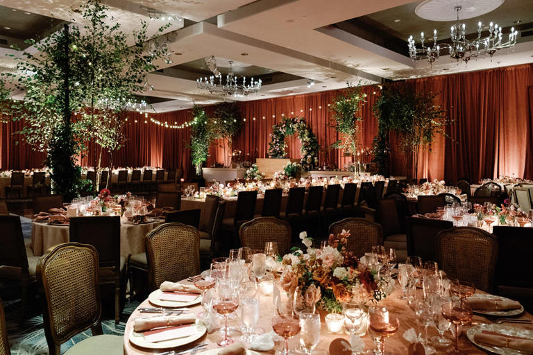 An Indoor Forest of Trees Set the Scene for This Decadent Wedding
