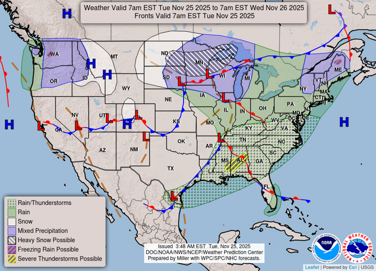 Watch out for snow? Thanksgiving forecast warns of bad weather.