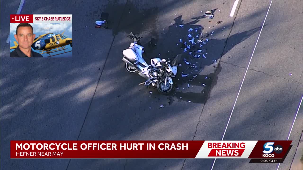 Motorcycle officer taken to hospital after crash in The Village, police say