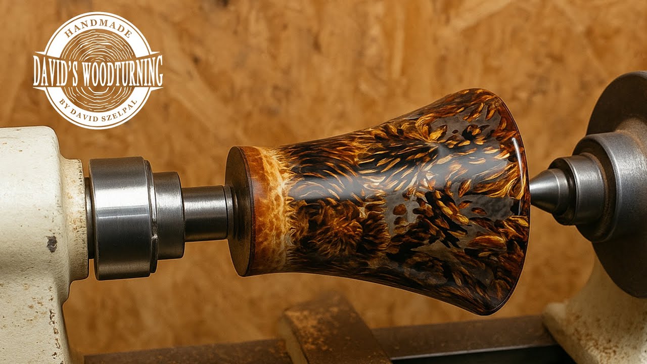 Turning wood & resin: Stunning pine cone vase!