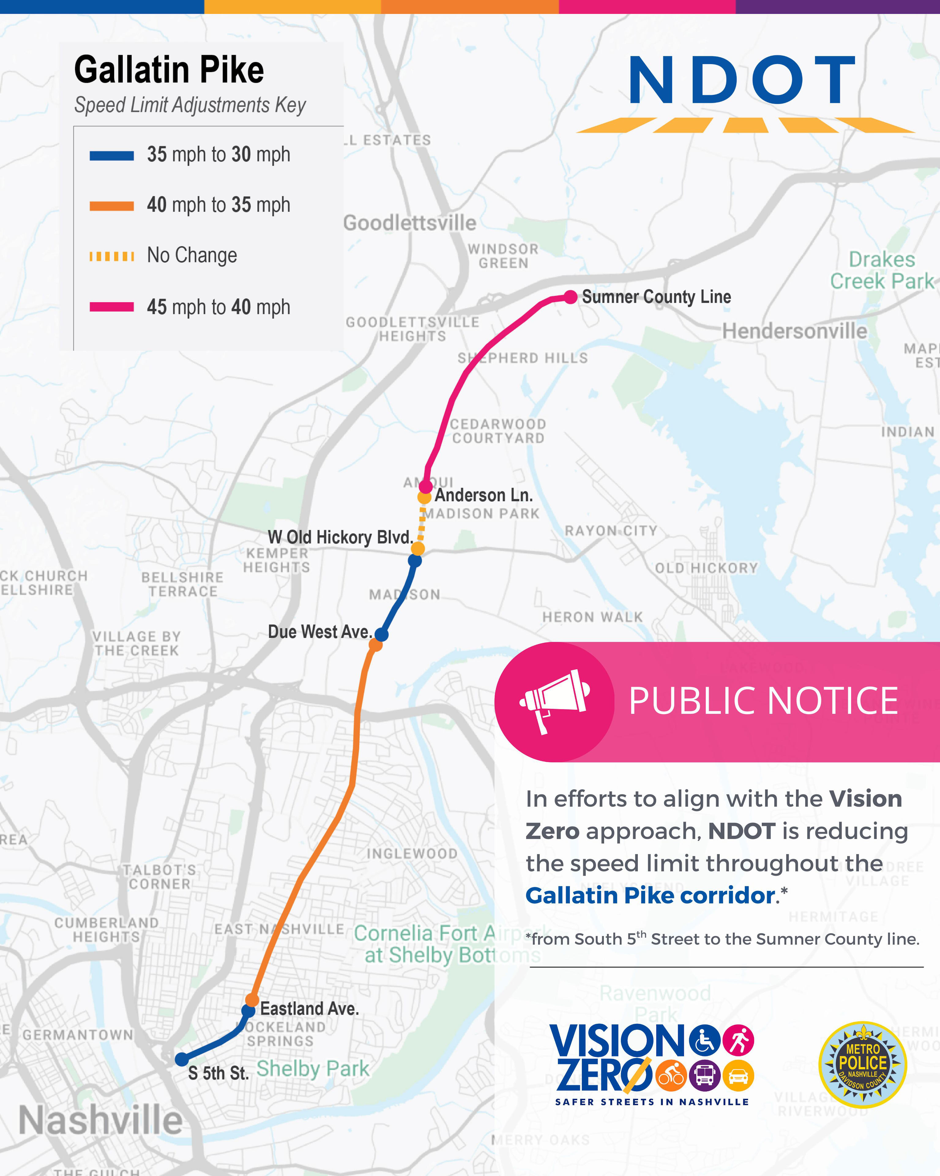 Gallatin Pike speed limit to be lowered in Nashville starting next month