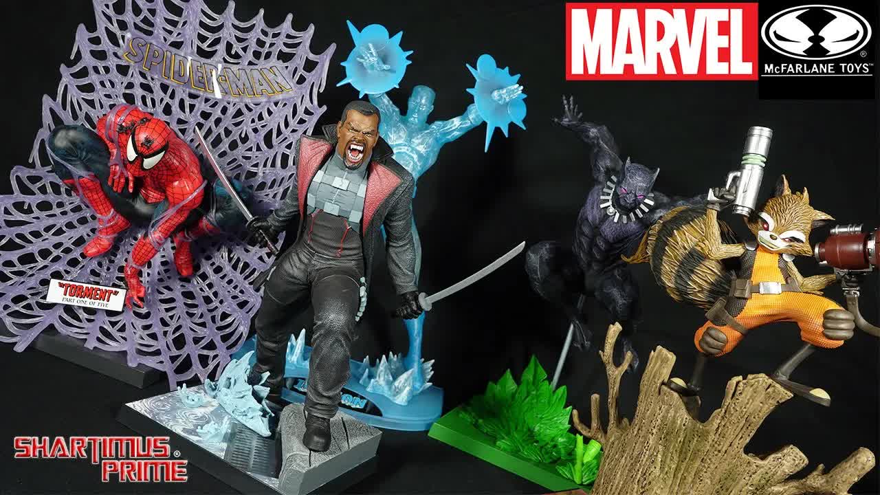 Marvel McFarlane Spider-Man, Blade, Iceman, Black Panther, Rocket ...