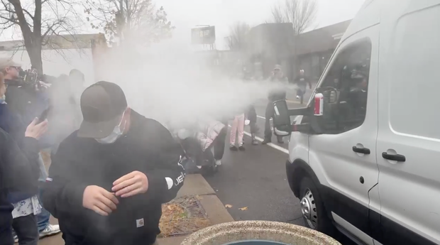 Man detained by ICE as federal agents, police clash with protesters in ...