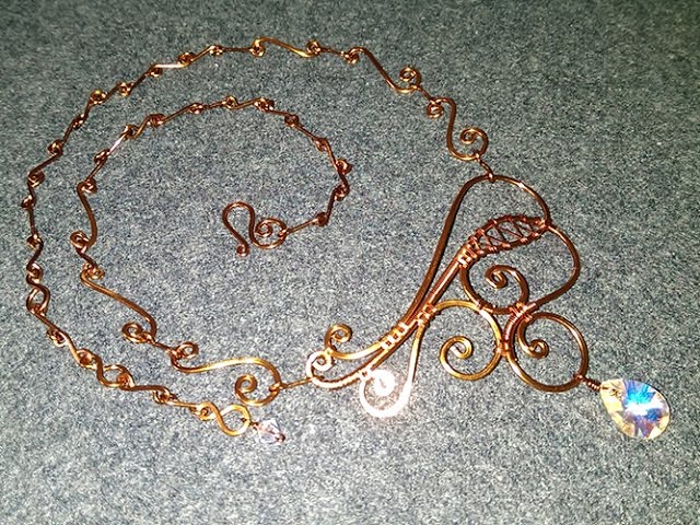 How to make an intricate wire wrapped necklace | Copper & crystal DIY ...