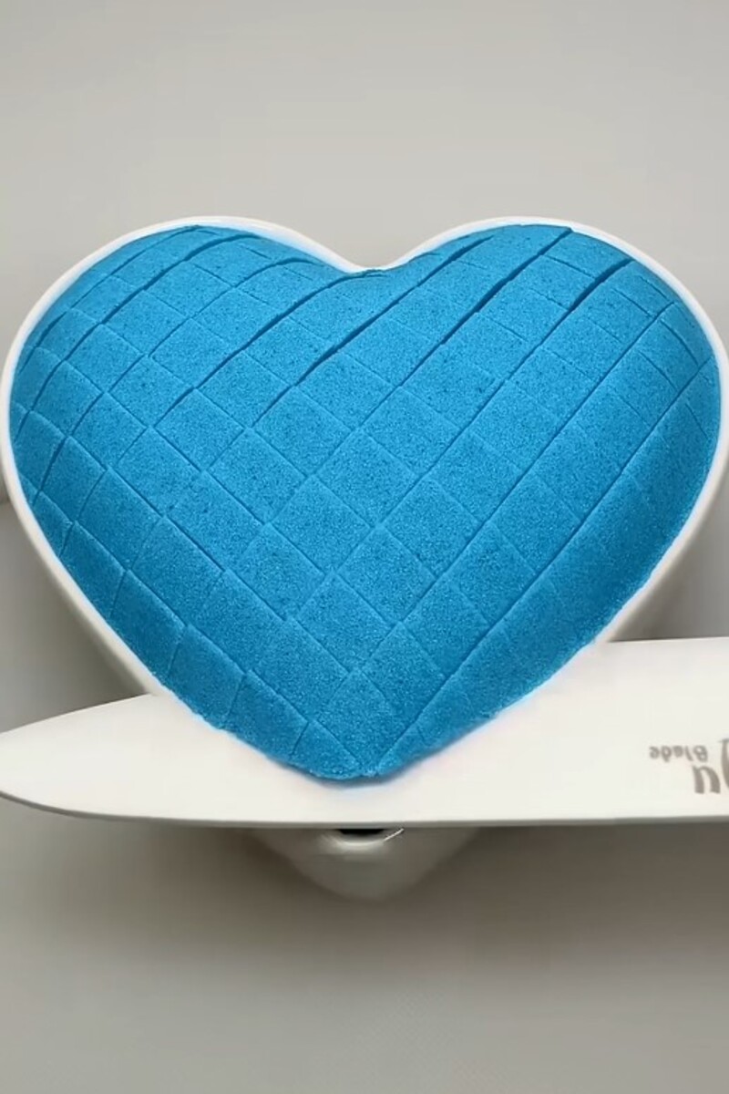 Blue Heart Sand Block with Smooth Grid Cuts