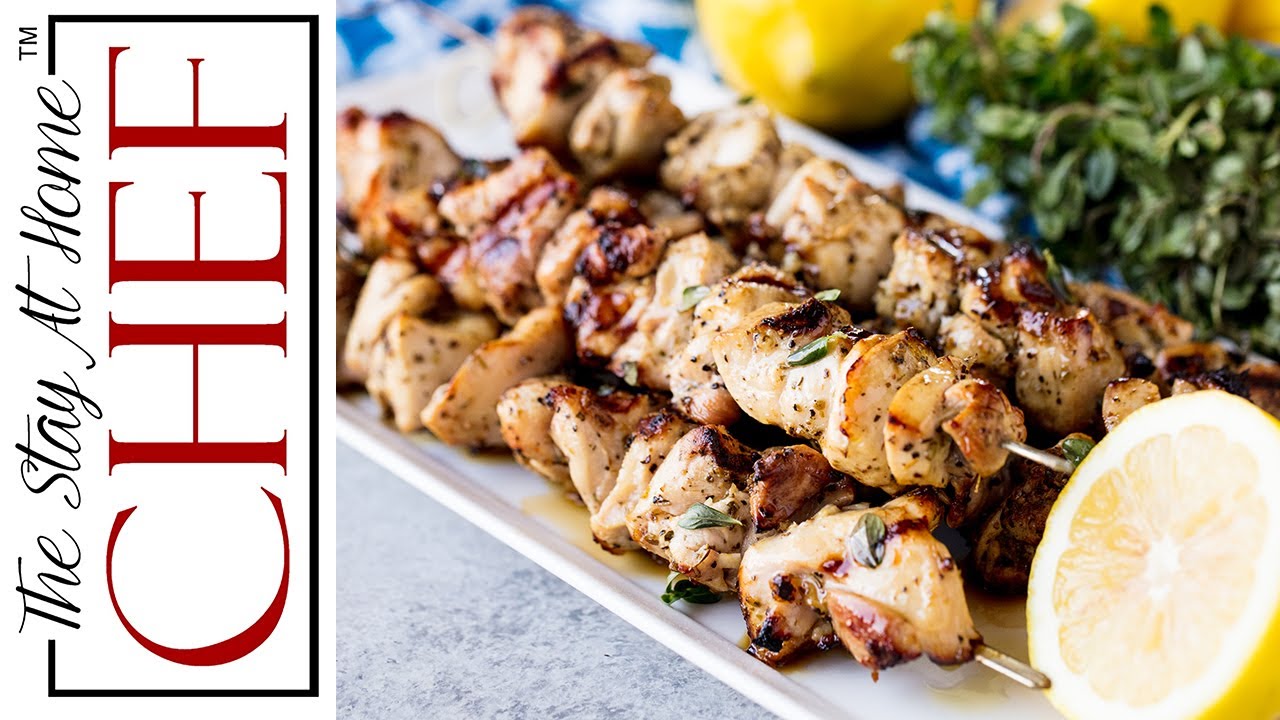 Grilled lemon herb chicken thigh skewers