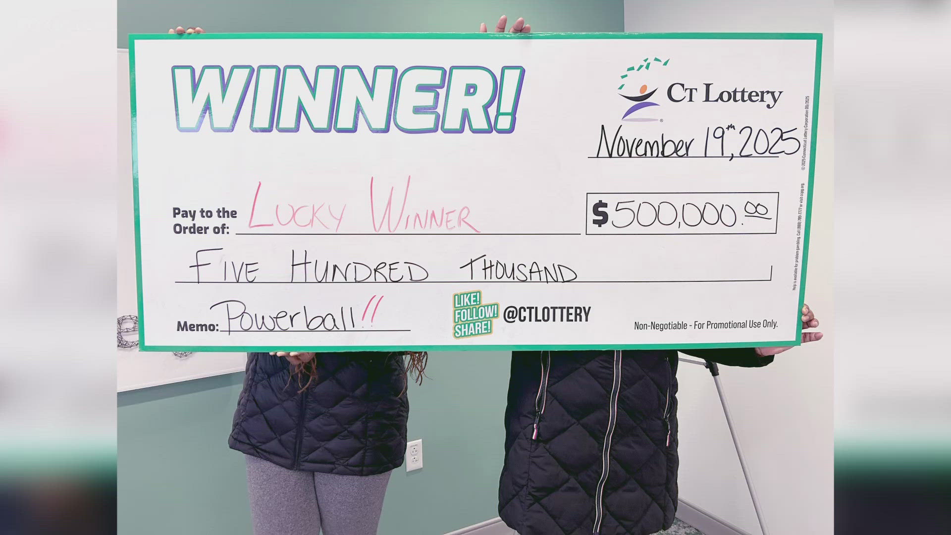 Meriden woman wins $500K CT Lottery prize off Powerball Double Play