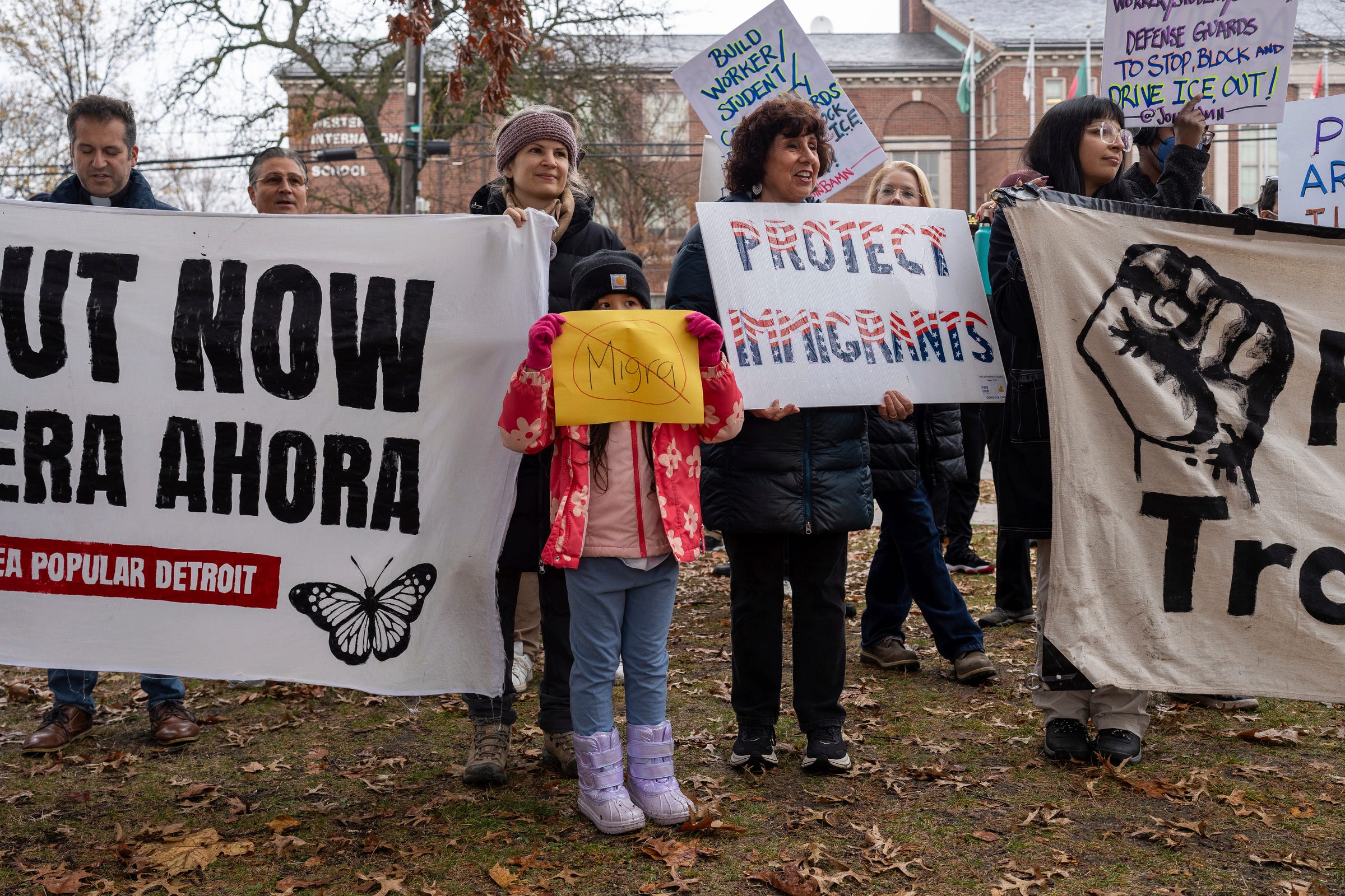 Anti-ICE protest at Clark Park has message for leaders at Detroit schools