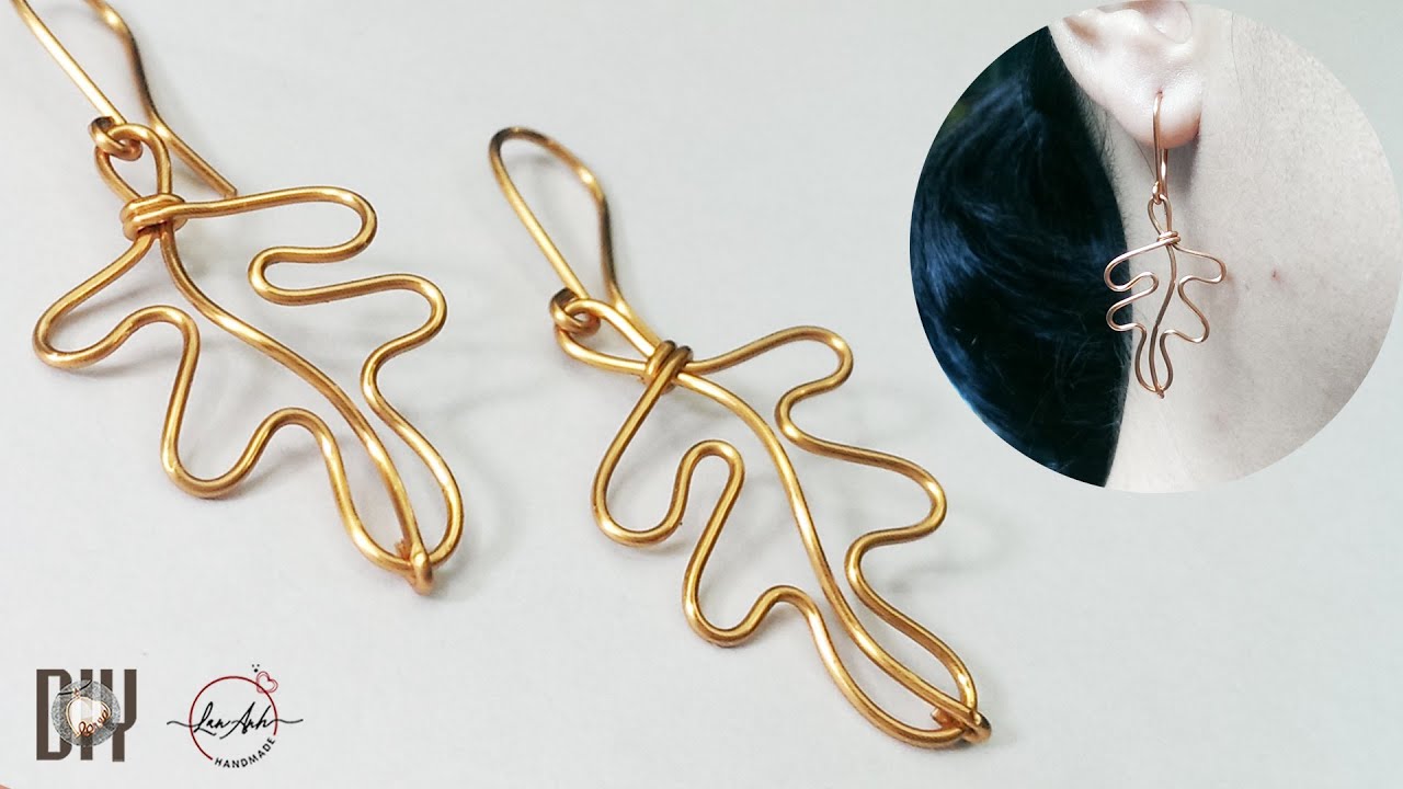 Leaf earring - How to make handmade copper wire jewelry 361