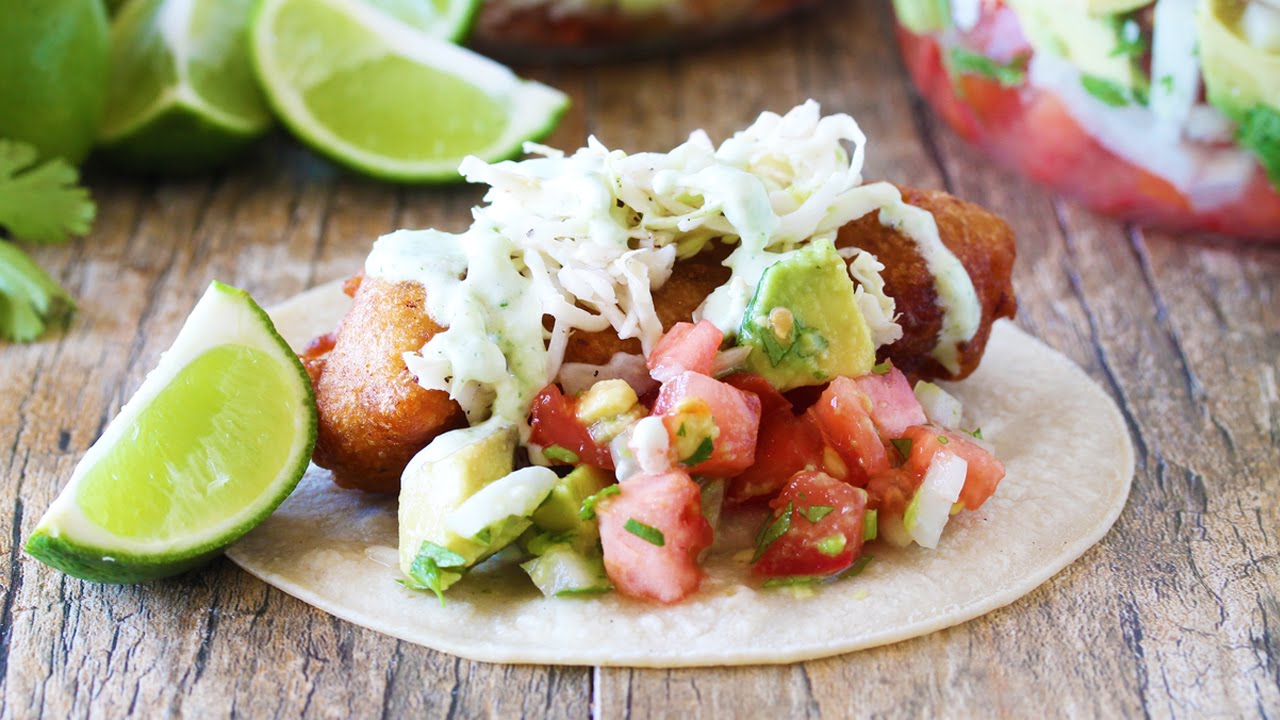 How to make battered cod fish tacos with jalapeno crema
