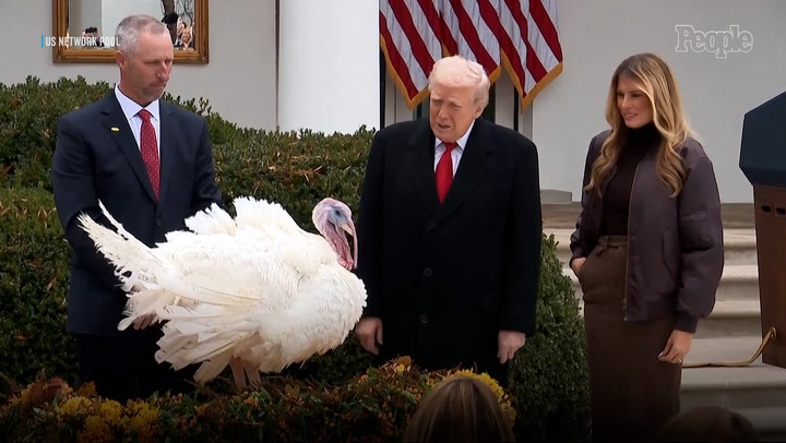 Melania Trump Joins Donald for Turkey Pardon on the Rose Garden Patio ...
