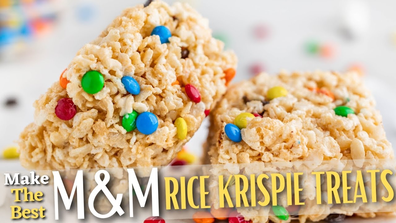 M&M Rice Krispie treats
