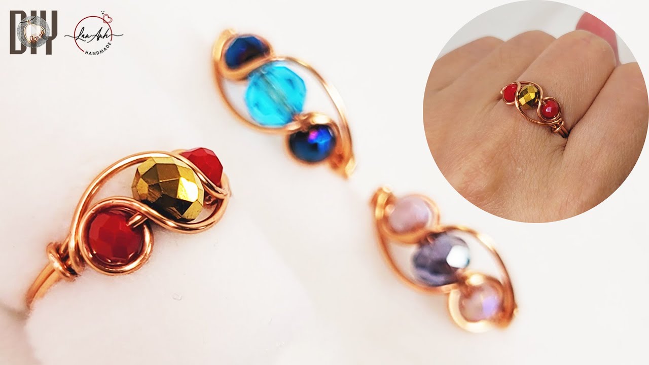 How to make simple beautiful ring at home with copper wire crystal ...