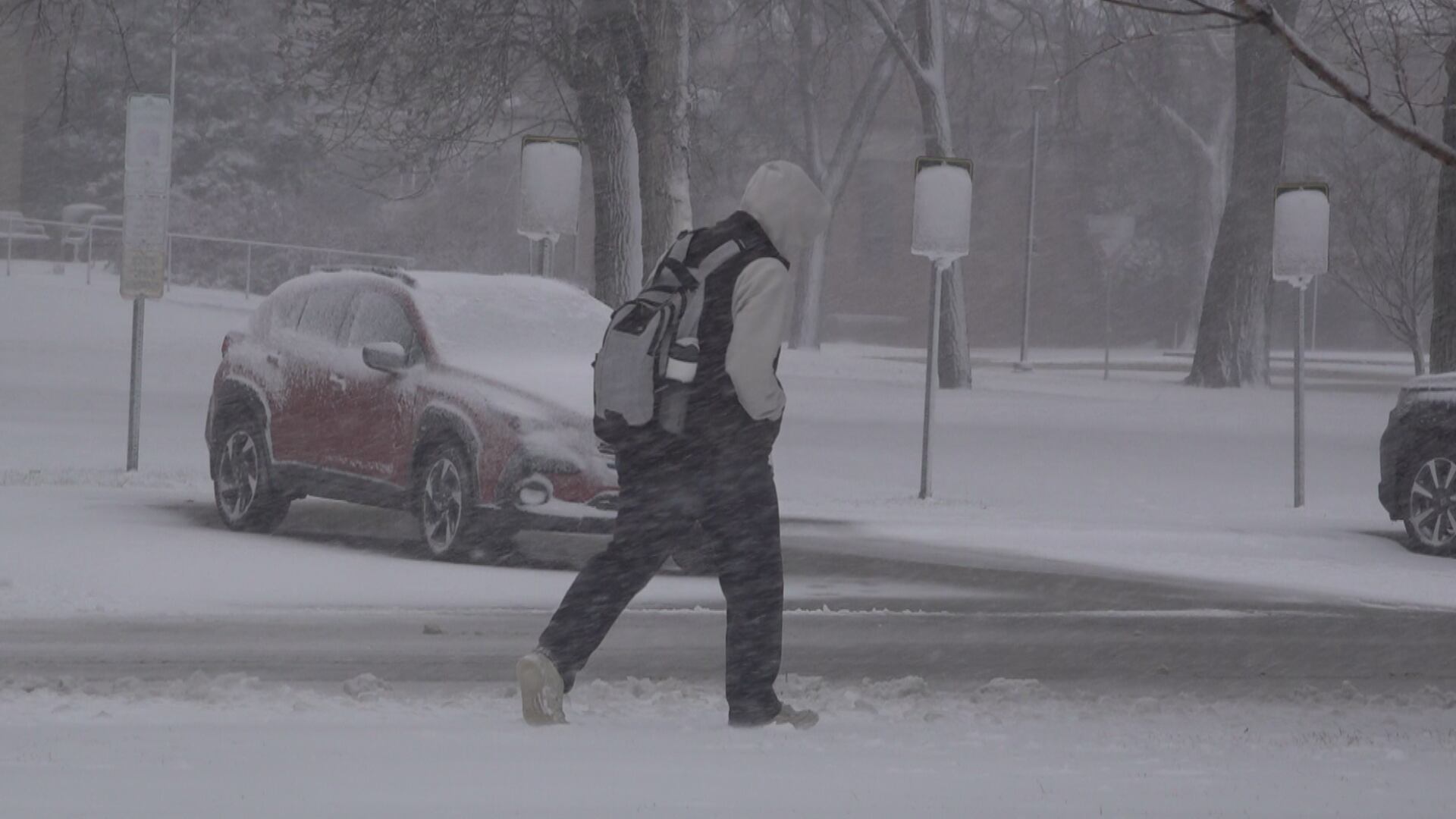 Fargo college students push through first snowstorm of the season