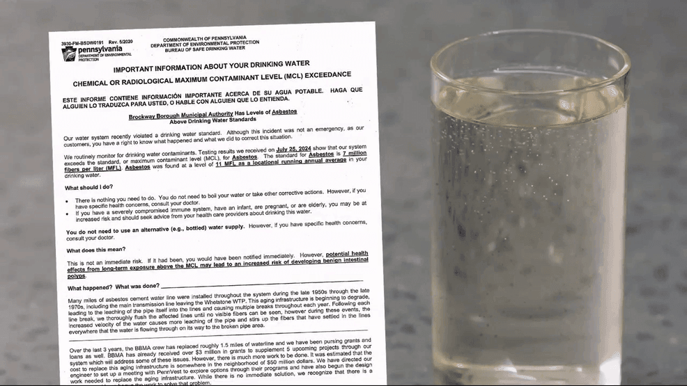 Jefferson County seeks grant to tackle asbestos in Brockway water supply