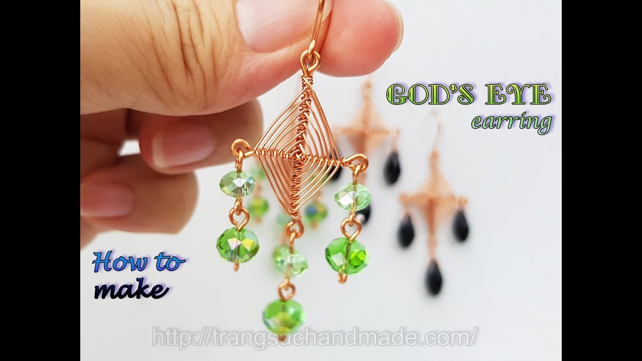 Earring inspired God's eye craft - Handmade jewelry from copper wire ...