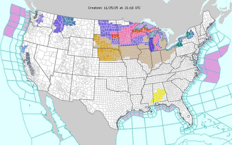 Track snow accumulation from snow storms, blizzards over Thanksgiving