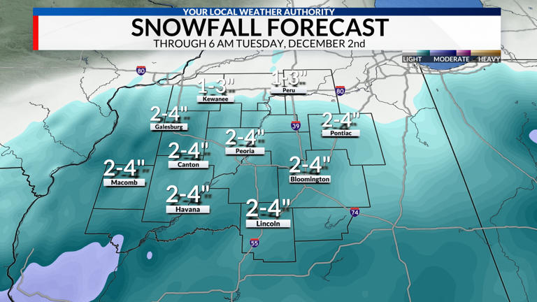 Storm system blankets central Illinois with another 2-4 inches of snow
