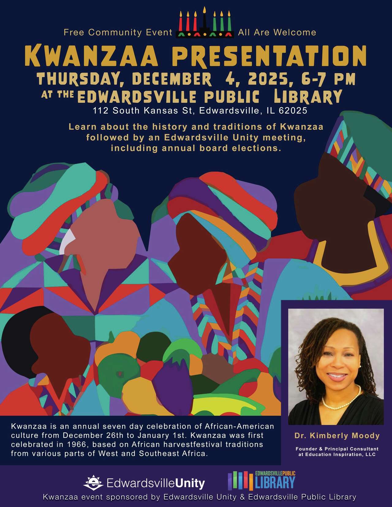 Learn Kwanzaa history at Edwardsville Public Library