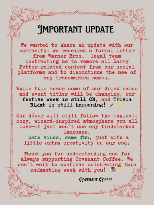 Warner Bros. sends cease and desist to California coffee shop for ...